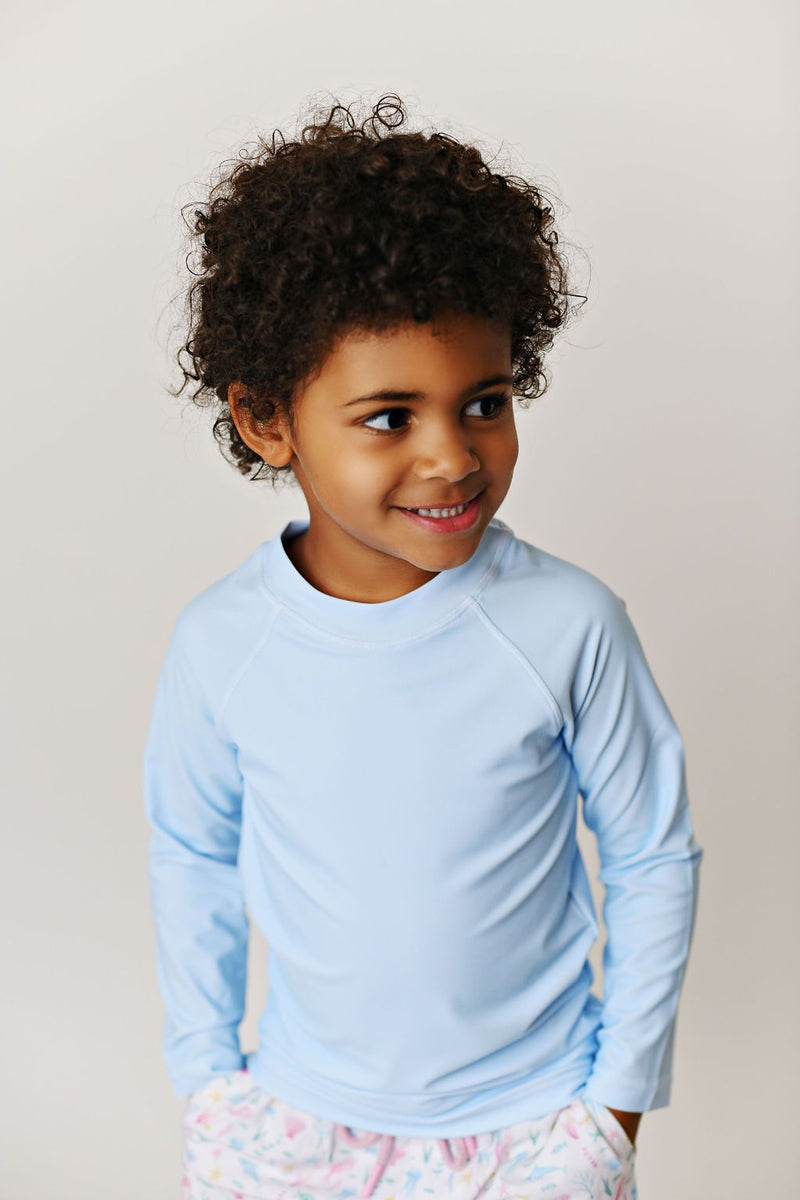 Pool Days Blue Rash Guard – Diamonds and Dinosaurs Children's Boutique